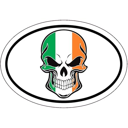 Amazon.com: Oval Irish Flag Skull Vinyl Decal - Ireland Bumper Sticker ...