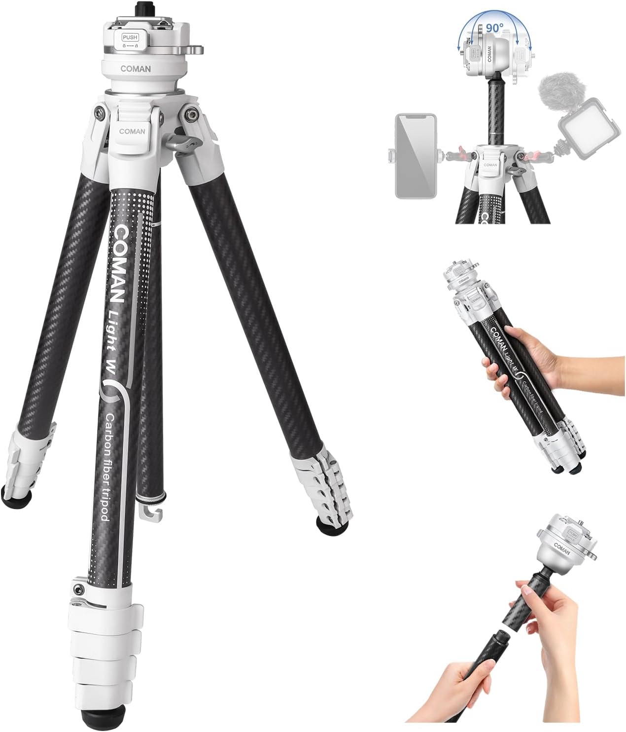 Amazon.com : COMAN Portable Travel Camera Tripod, Compact Lightweight ...