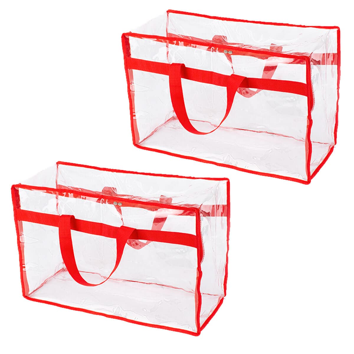 Christmas Village Set of 2 Clear PVC Storage Bags Boxes Organiser With ...