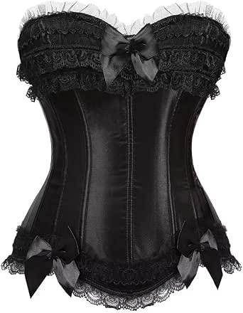 Amazon.com: Black Corset for Women Top Bustier Lace up Plus Size Gothic ...