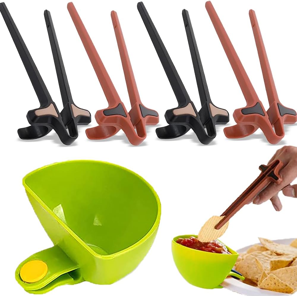 Amazon.com: 4 Pcs Finger Chopsticks - 1 Pcs Dip Clip Bowl, Snack ...
