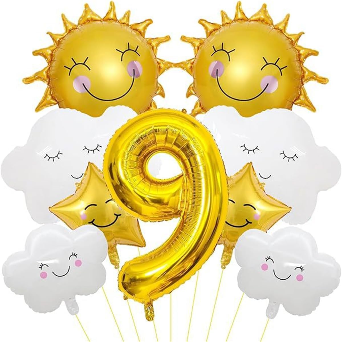 Amazon.com: 9 Pcs Sun Flower Balloon Foil Mylar Balloon Happy Birthday ...