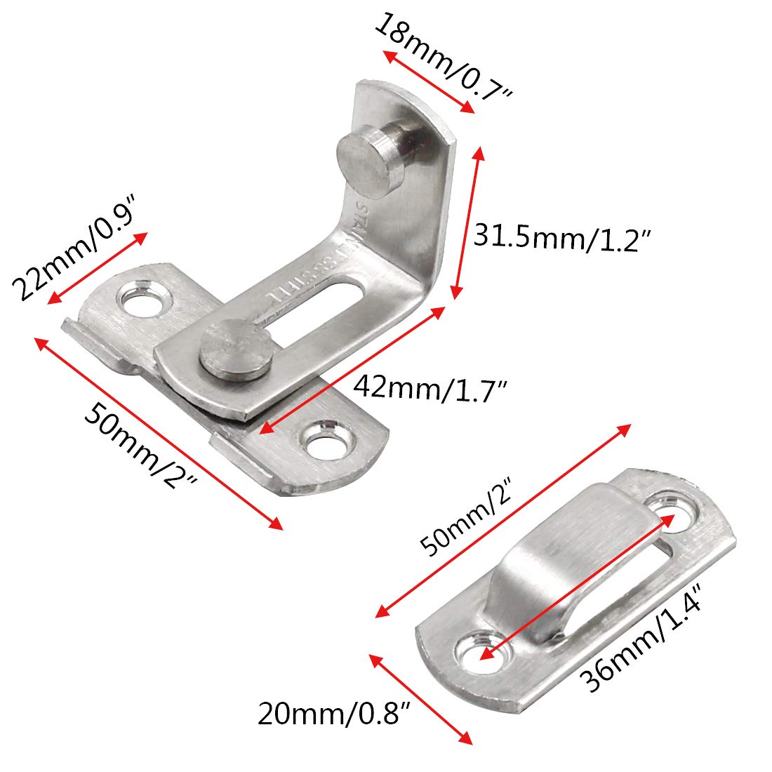 Buy Eilumduo 5Pcs 90 Degree Stainless Steel Flip Latch, Sliding Door ...