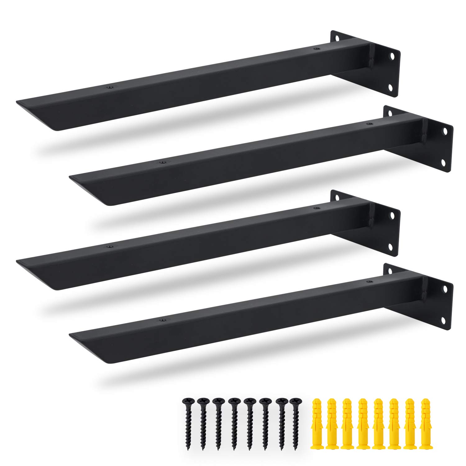 Ouvin 4 Pack Heavy Duty Floating Shelf Brackets Wall Mounted Black Iron ...