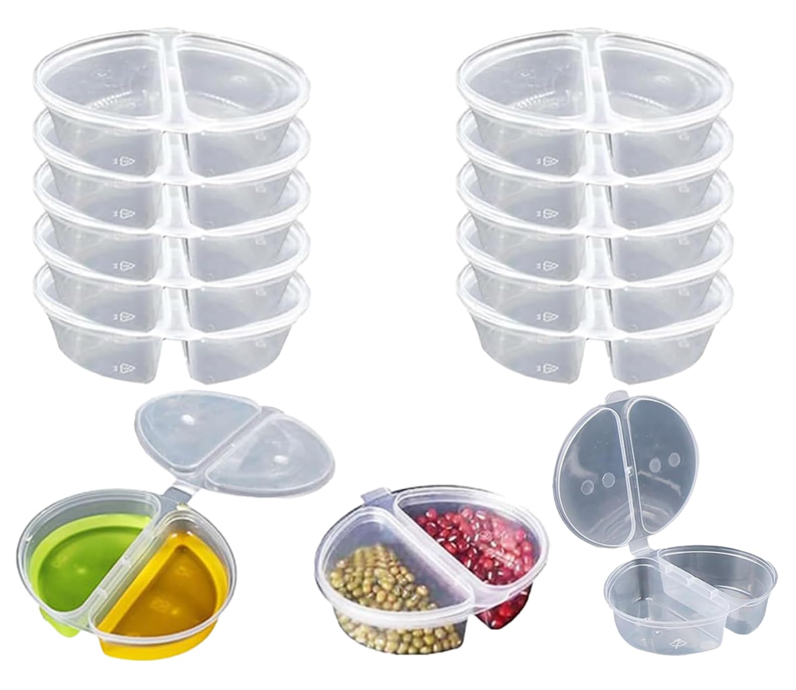 Amazon.com: 10PCS Double Compartment Condiment Container，Reusable 2 ...
