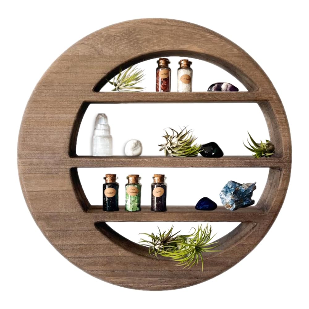 Crescent Moon Shelf - Solid Wood - Crystal Shelf Display for Stones ...