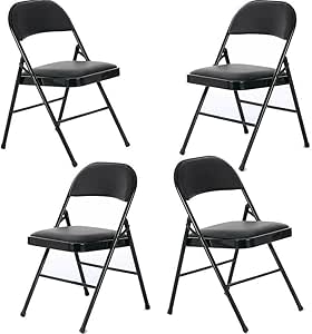 Amazon.com: 4 Pack Folding Chairs Fabric Upholstered Padded Seat Metal ...