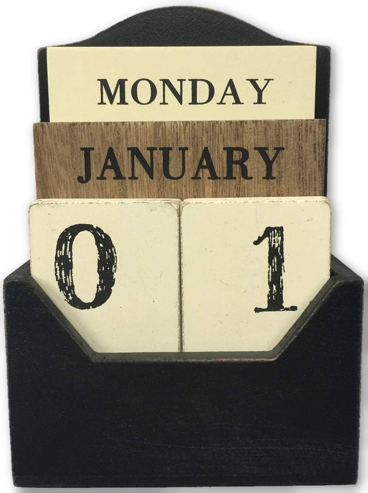 Heaven Sends Wooden Shabby Chic Decorative Calendar Block - Brown and ...