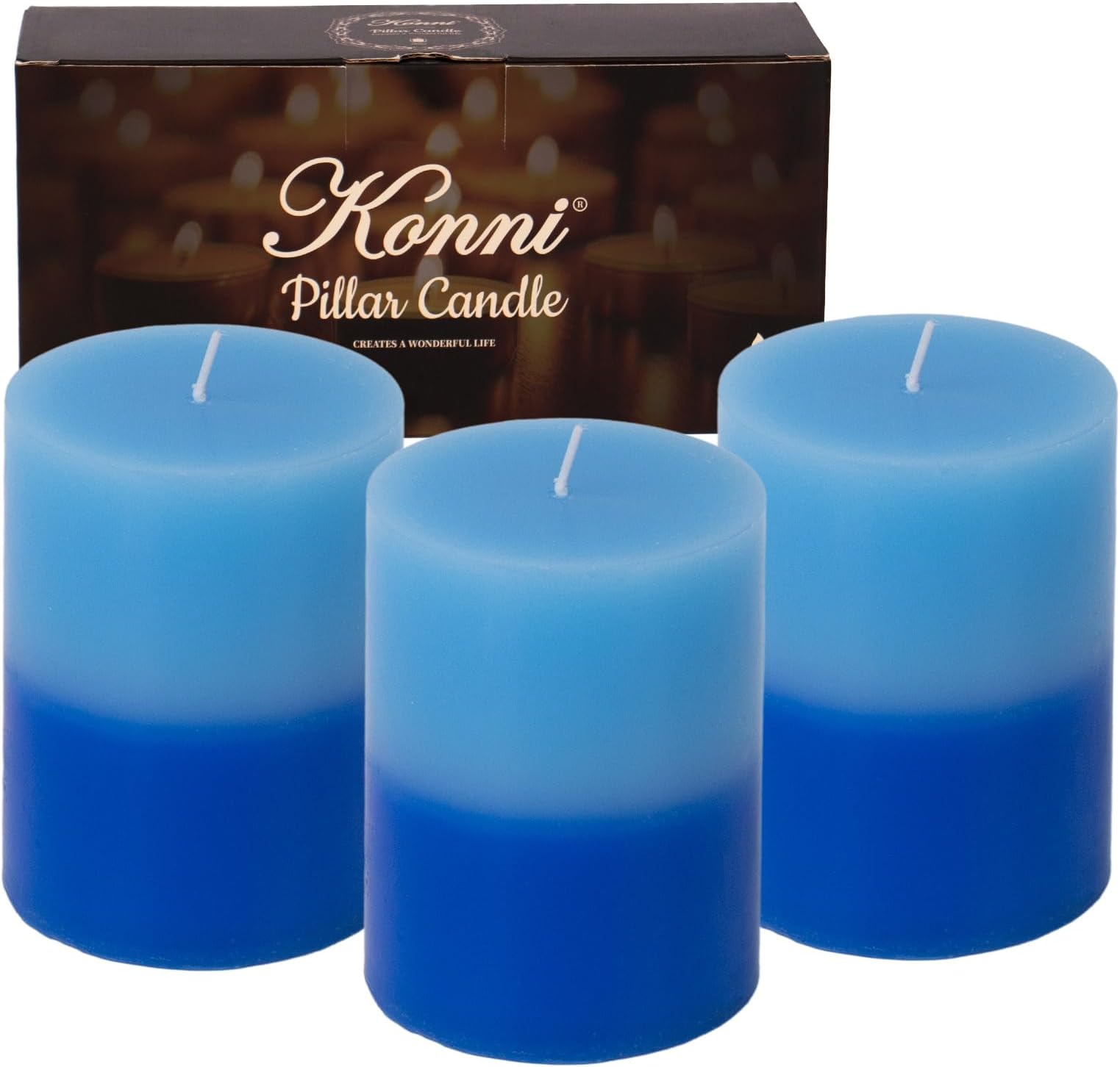 Amazon.com: yummi 3" x 4" Periwinkle Blue Round Pillar Candles - 3 per ...