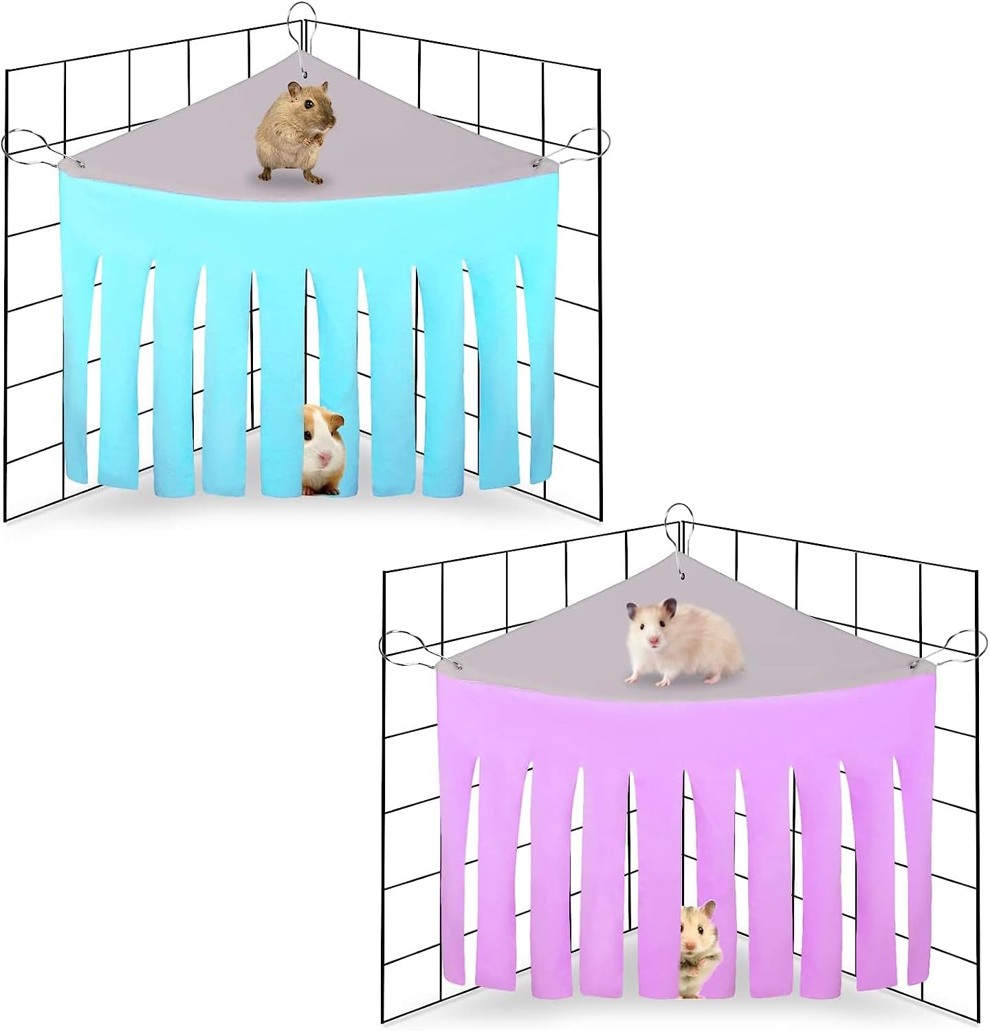 Meng Jiaran 2 Packs Guinea Pig Hideout Corner Hideaway Hammock Corner ...