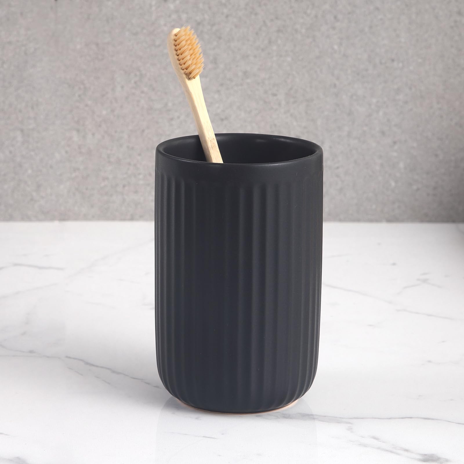 Amazon.com: Matte Black Toothbrush Holders for Bathrooms - Ceramic ...