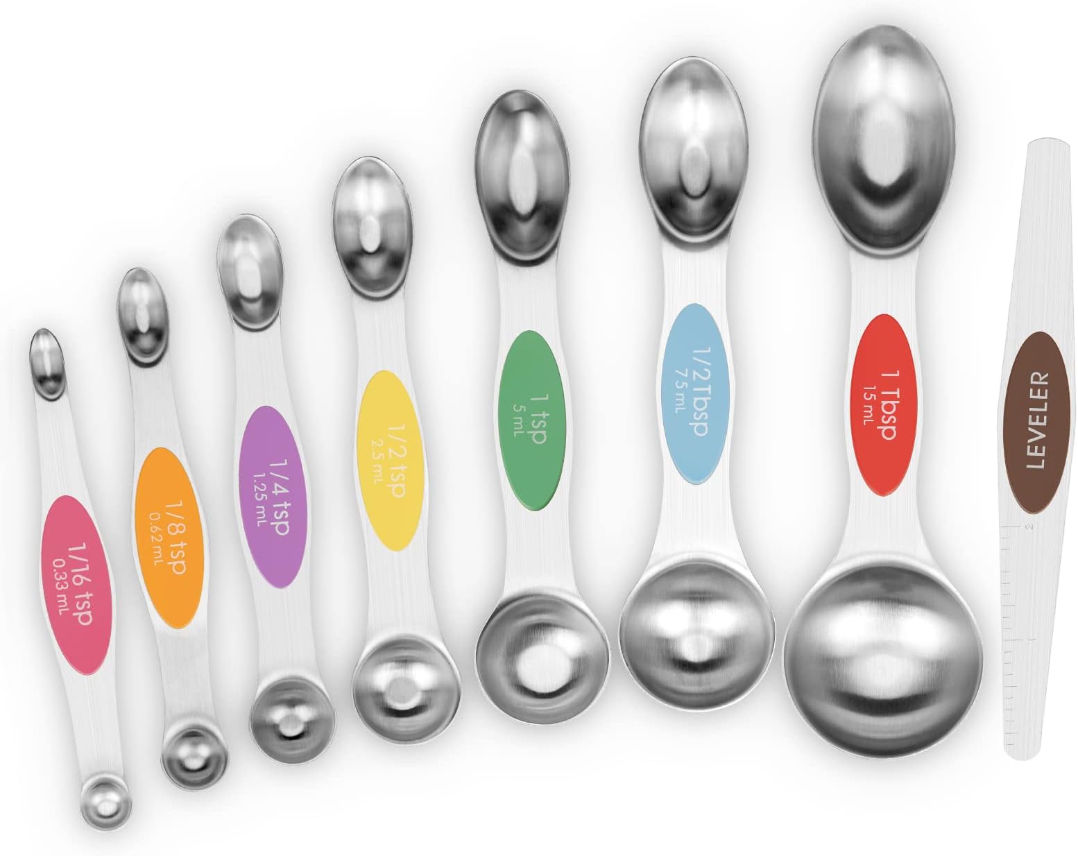Amazon.com: Magnetic Measuring Spoons Set of 8 with Leveler, Stainless ...