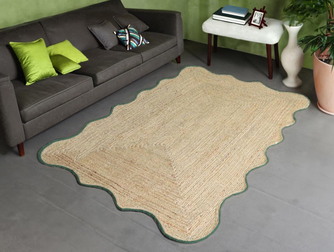 Amazon.com: GI LOOM Handwoven Scalloped Jute Area Rug 2x3/3x5/4x6 ...