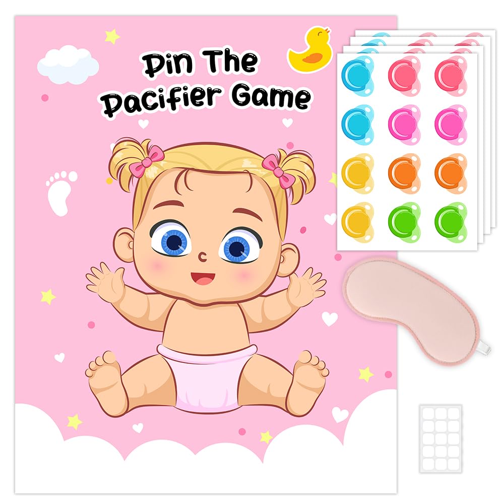 Amazon.com: Baby Shower Games, Pin the Pacifier on Baby Game, Pink ...