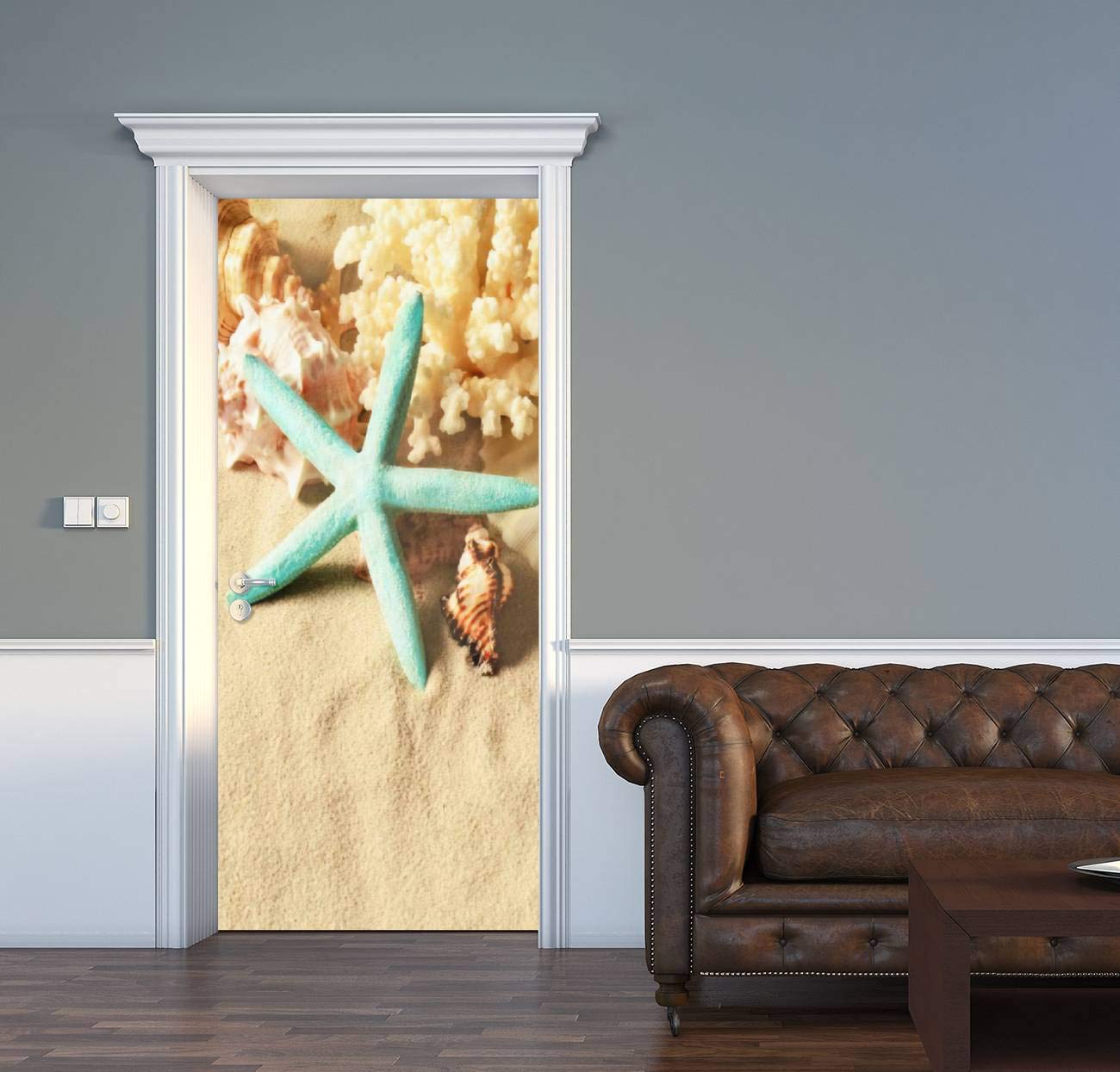 Door Decal sea Shells with Sand as Background Seashells Seashell and ...