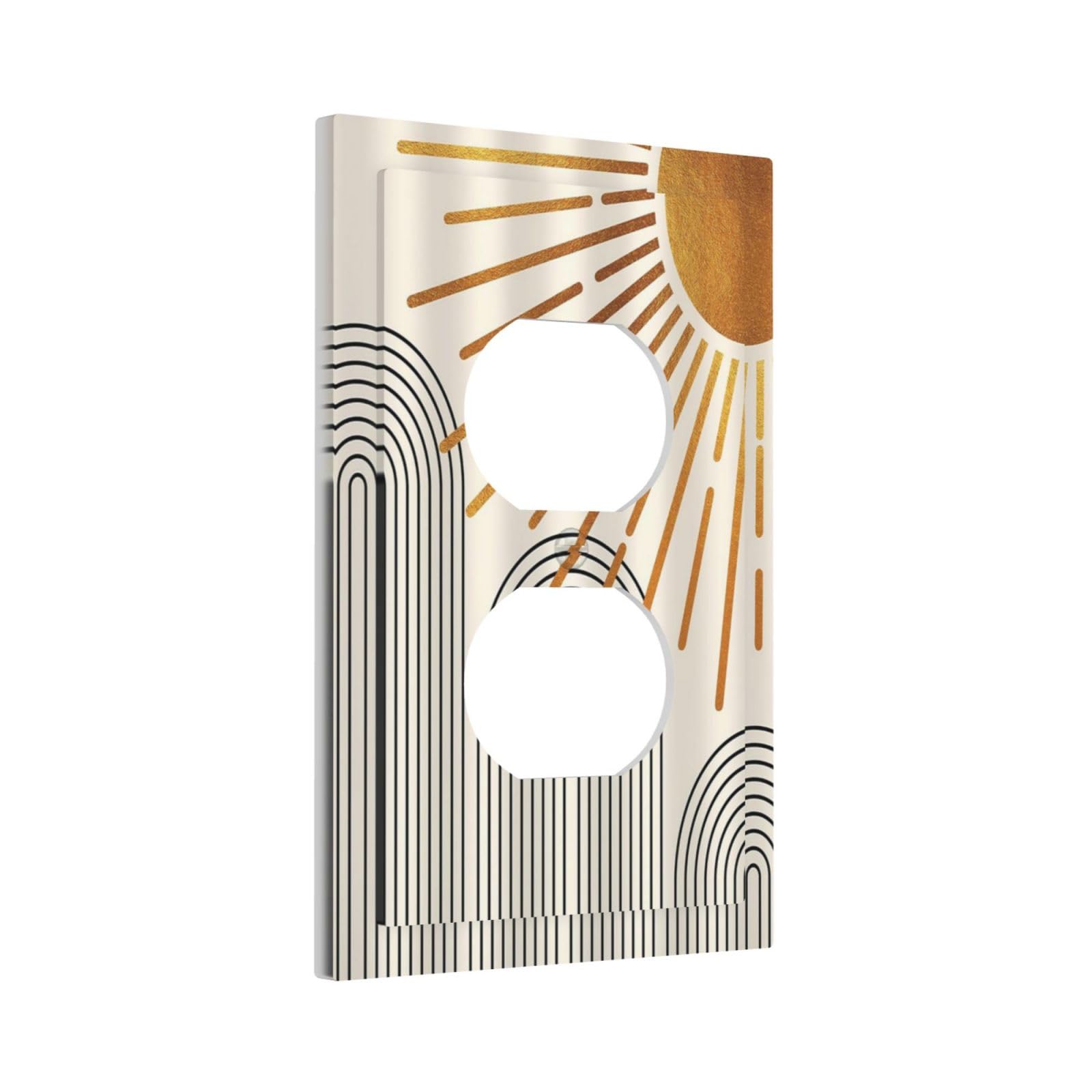 Mid Century Beige Boho Abstract Sun Vintage Arch 1 Gang Outlet Plate ...