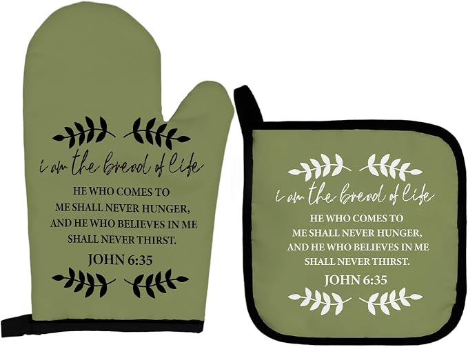 Amazon.com: Qeheb Christian Bread of Life Oven Mitt Oven Mitts and Pot ...