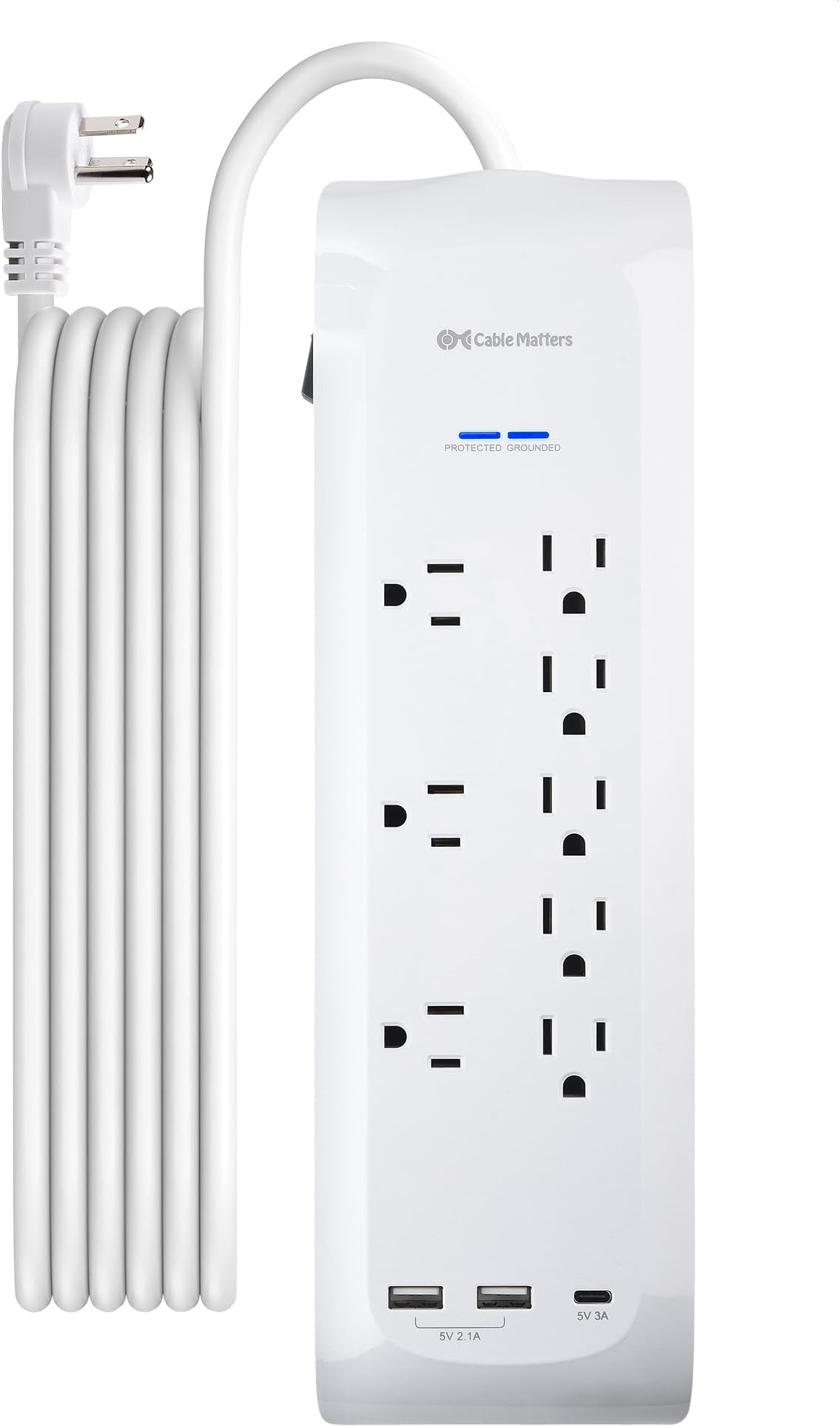 Amazon.com: [ETL Listed] Cable Matters 8-Outlet Surge Protector Power ...