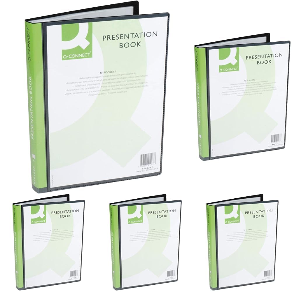 Q-Connect A4 40-Pocket Presentation Display Book - Black (Pack of 5 ...