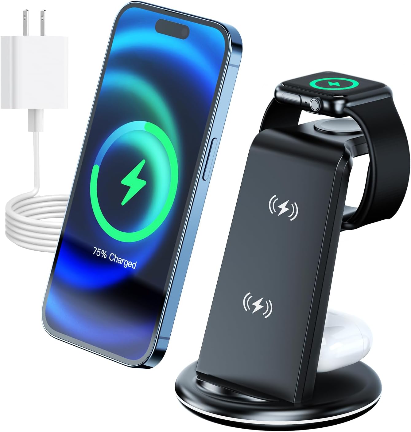 Amazon.com: RUIFEI 3 in 1 Wireless Charger for iPhone, Wireless Charger ...