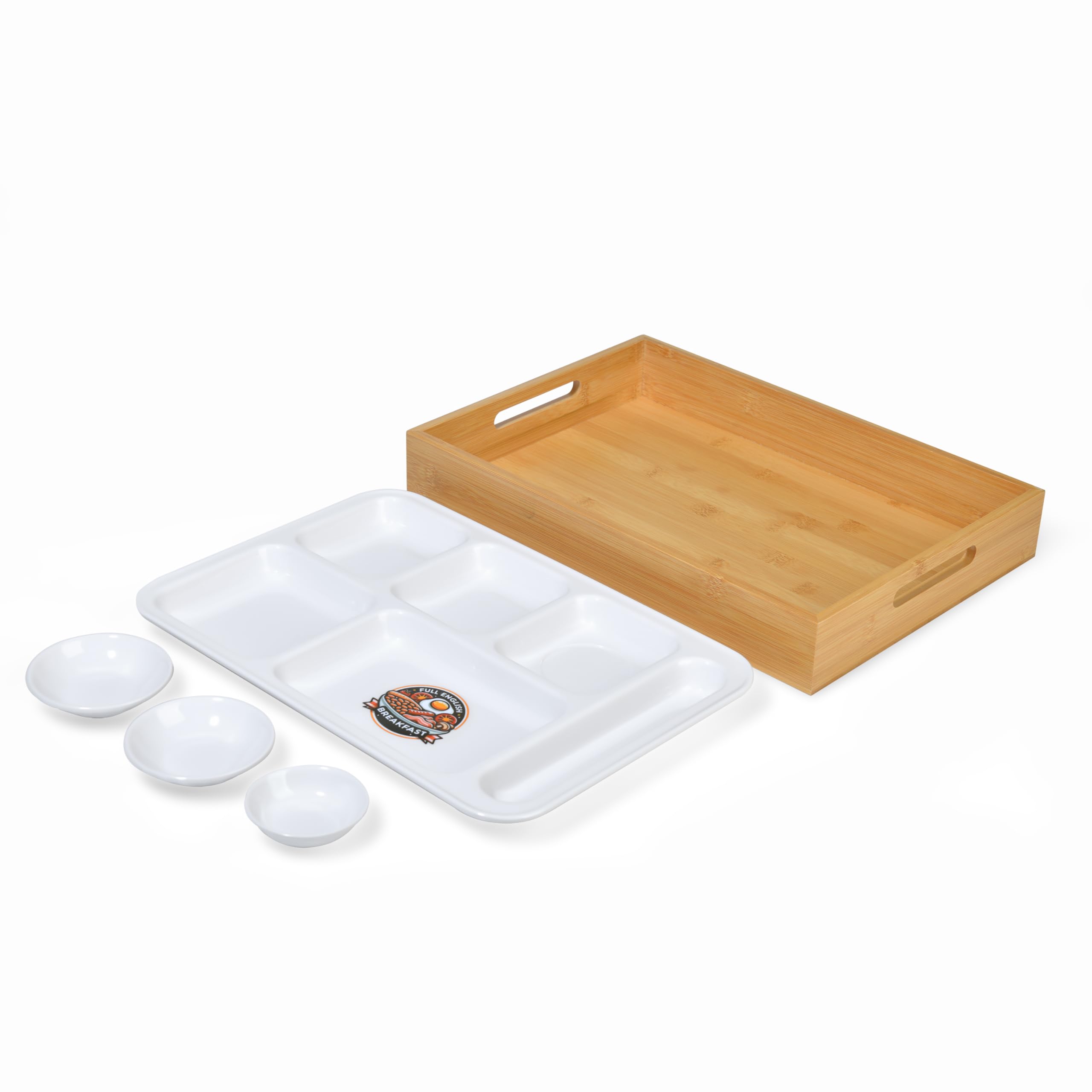 BMTick Modern English Breakfast Tray Set – Melamine Compartment Plate ...