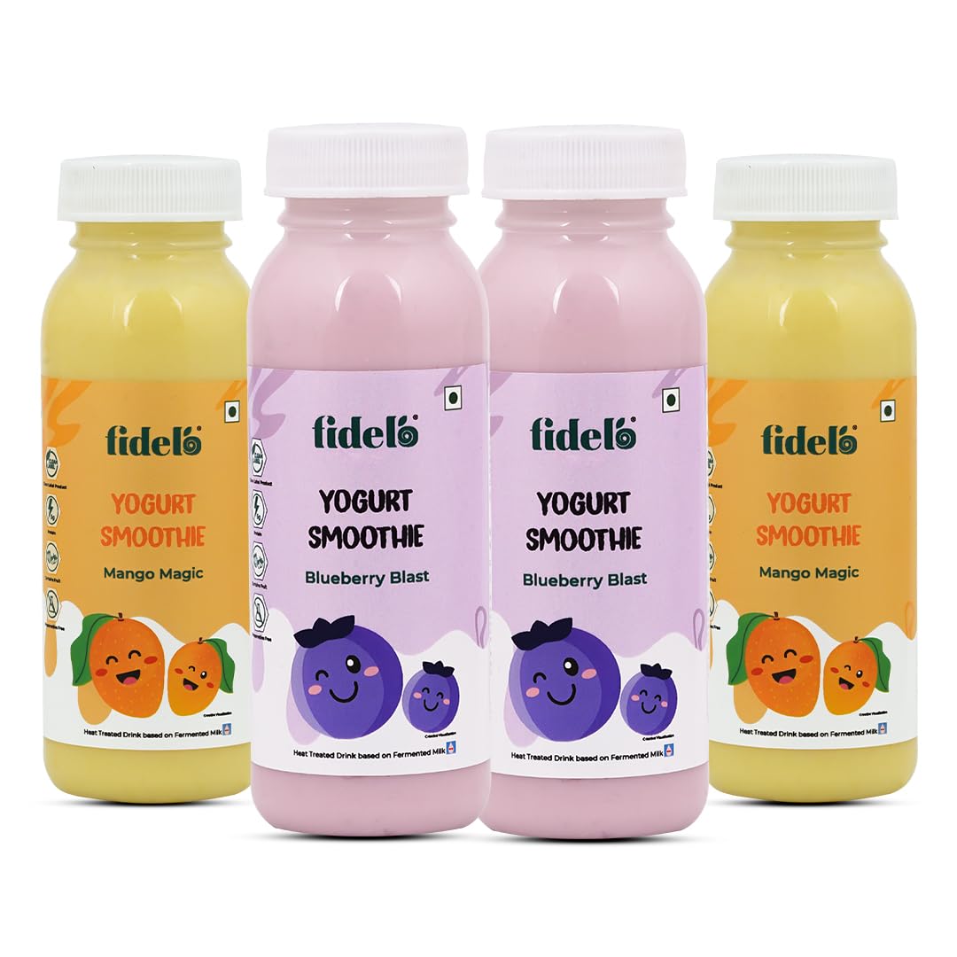 Fidelo Yogurt Smoothie Blueberry Blast and Mango Magic (Pack of 4 ...