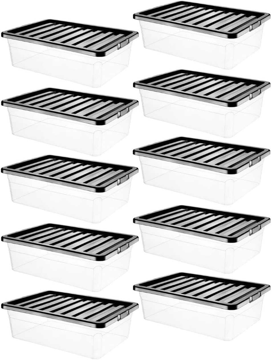 64 Litre Really Useful Plastic Storage Box with Lid, Pack of 2; Clear ...