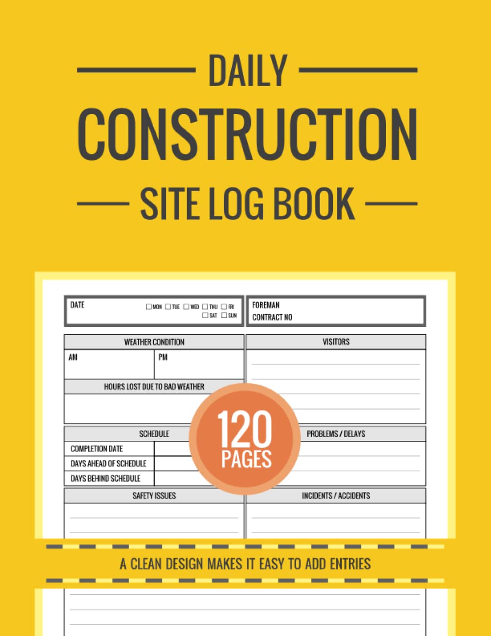 Construction daily log book, Daily work activity report, Work activity ...