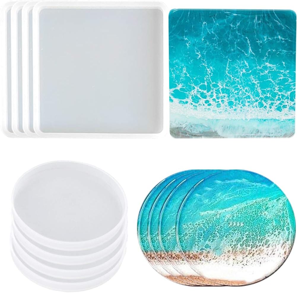 Amazon.com: Livewell Prime 12Pcs Coaster Molds for Epoxy Resin – Square ...