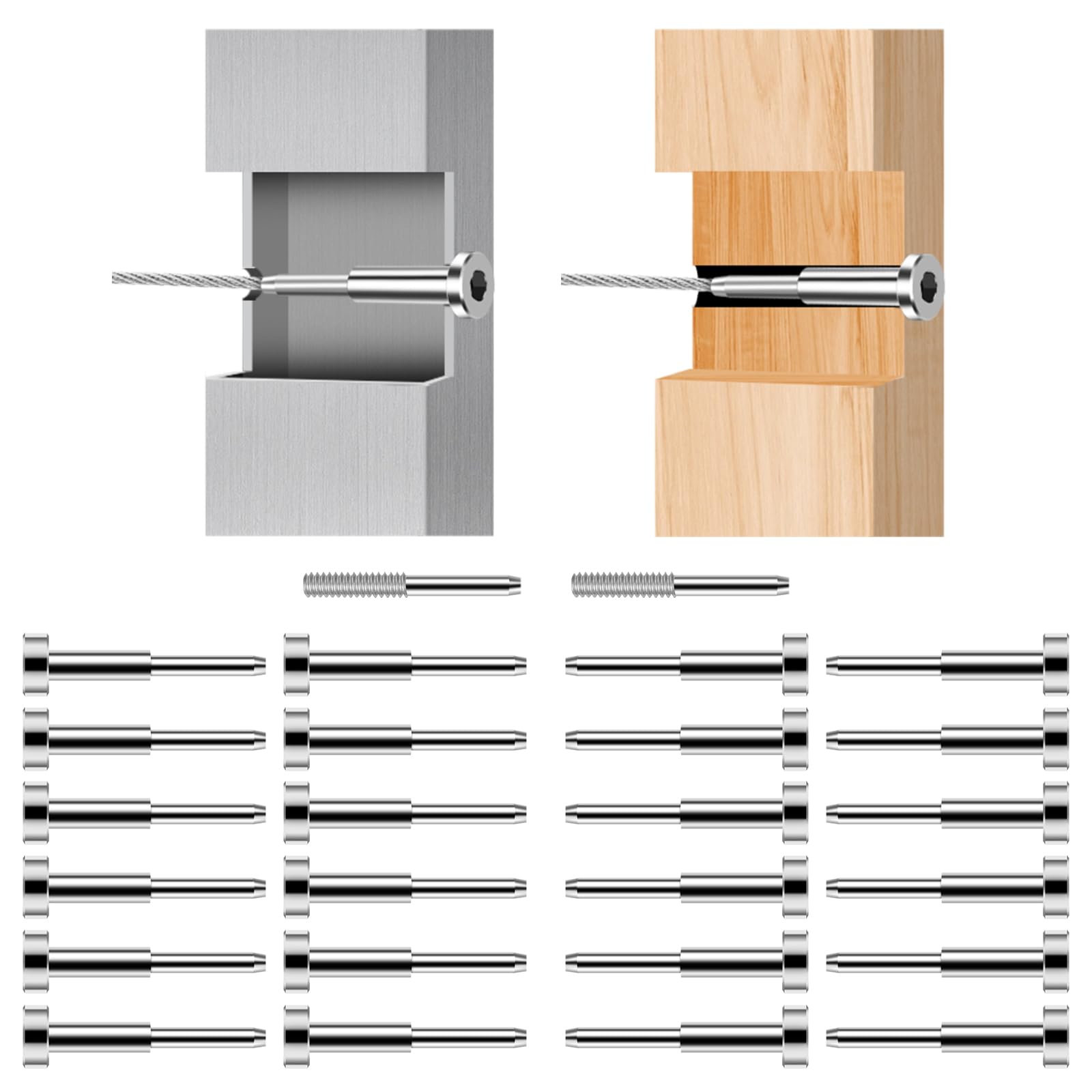 Snapklik.com : Gyykzz 24 Pack Invisible Cable Railing Kit For 1/8" Wire ...