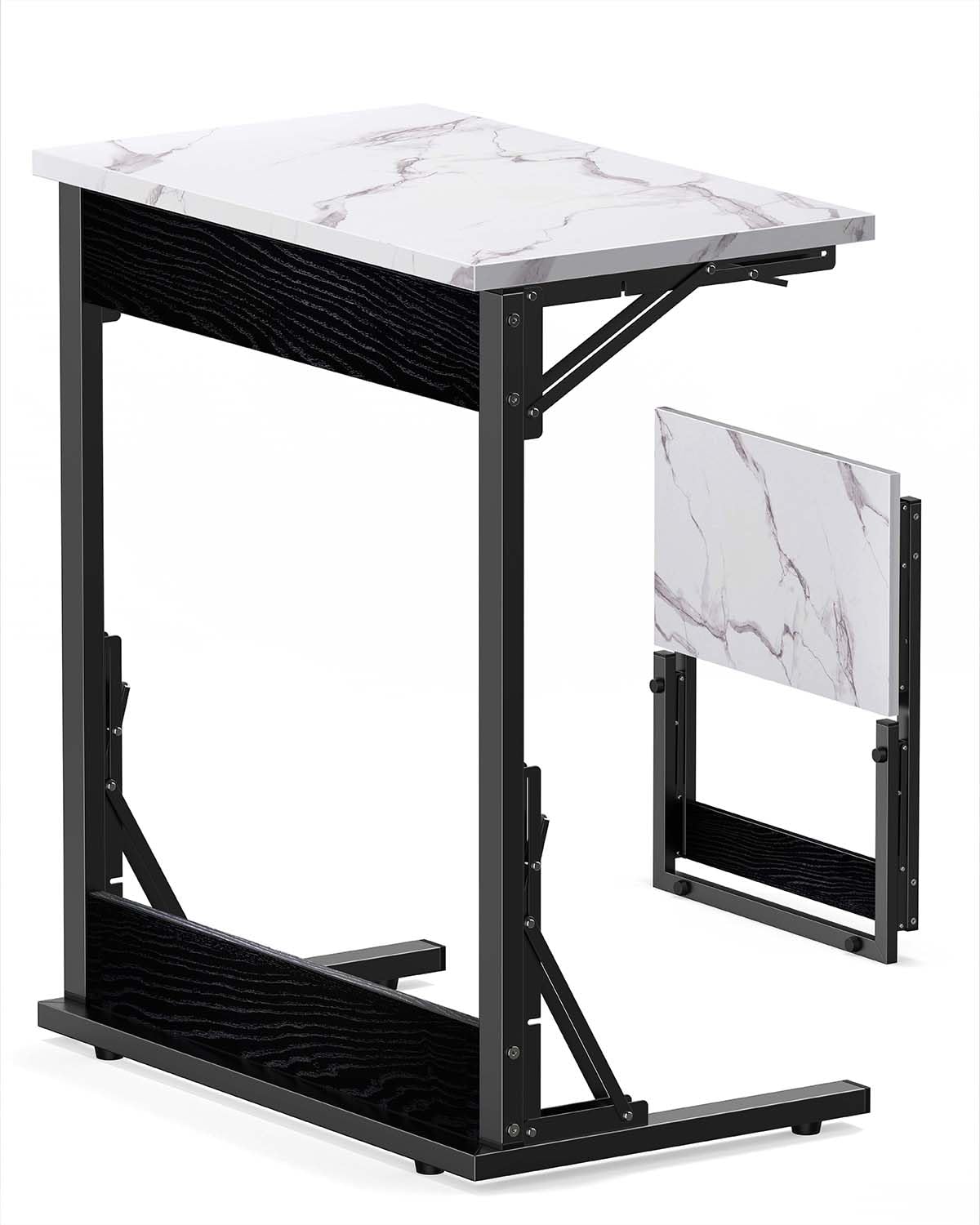 Amazon.com: Tatub 24" Folding TV Tray Table, Marble C Shaped End Table ...