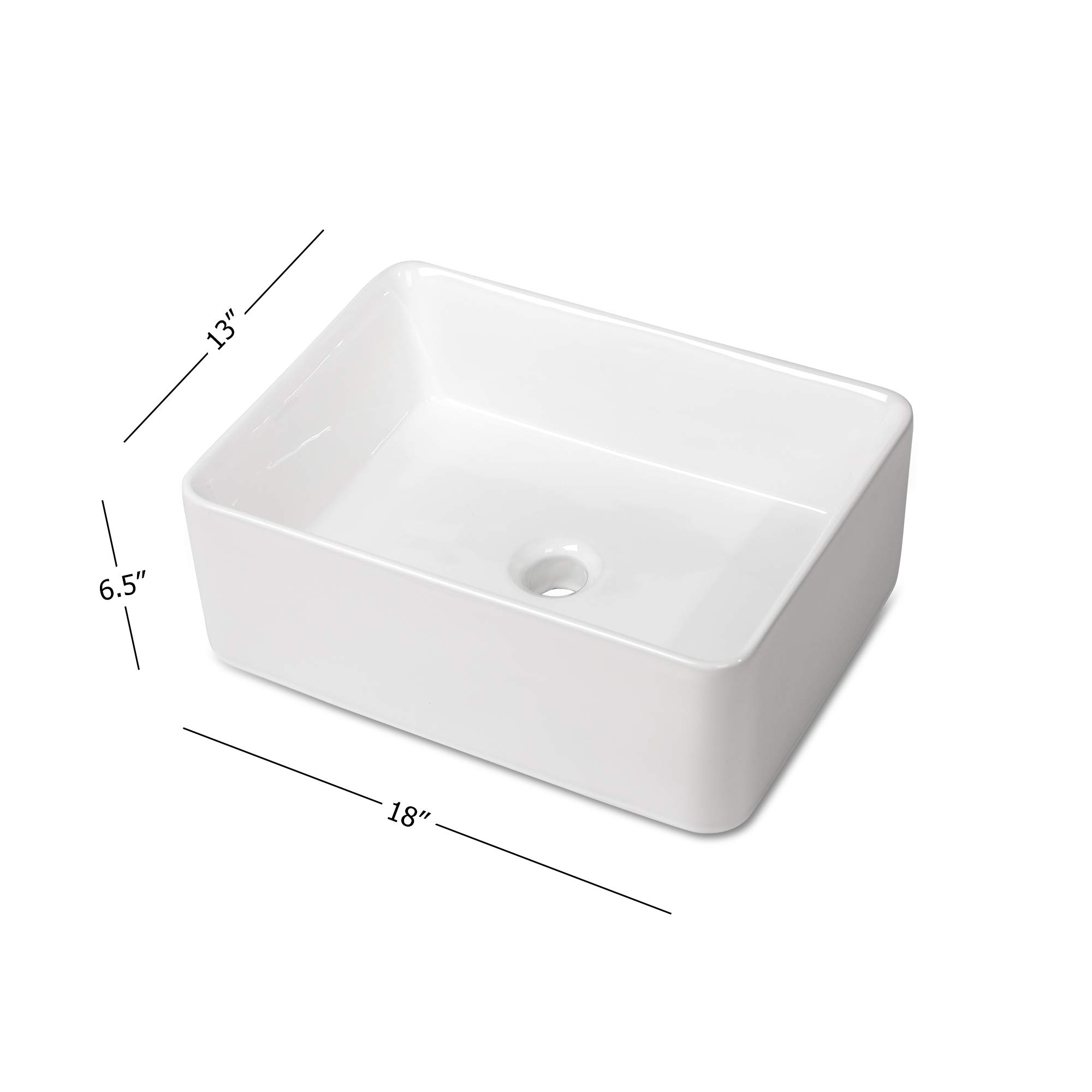 Snapklik.com : Rectangular Vessel Sink - 18 X 13 Modern Bathroom Vessel Sink White Porcelain ...