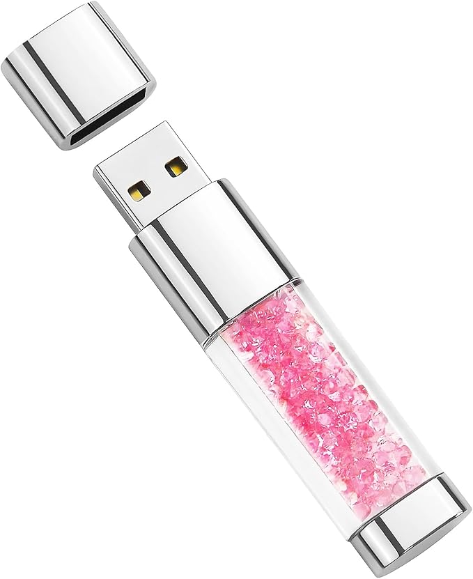 Amazon.com: USB Flash Drive 32GB, BorlterClamp Cute Pink Crystal Thumb ...