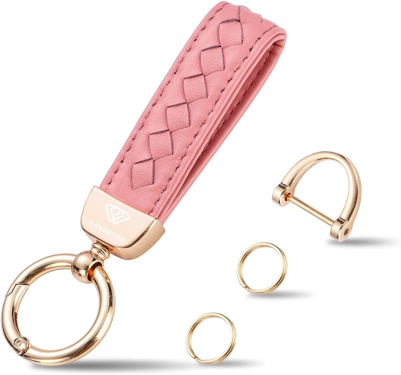 Amazon.com: Hamdecro Genuine Leather Keychains, Handmade Knit Sheepskin ...