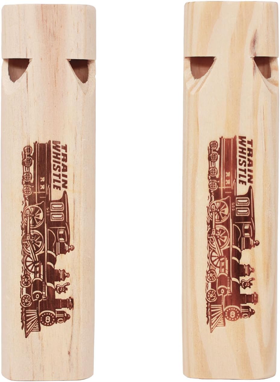 Amazon.com: Fartime 2PCS Wooden Train Whistle-2Tones 5.75" Length-Wood ...