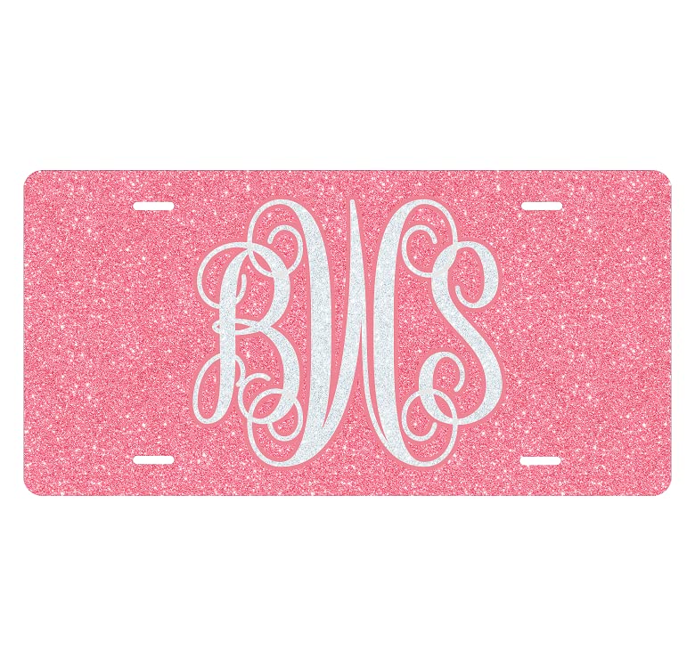 Amazon.com: Pink Glitter (effect) Personalized License Plate and ...