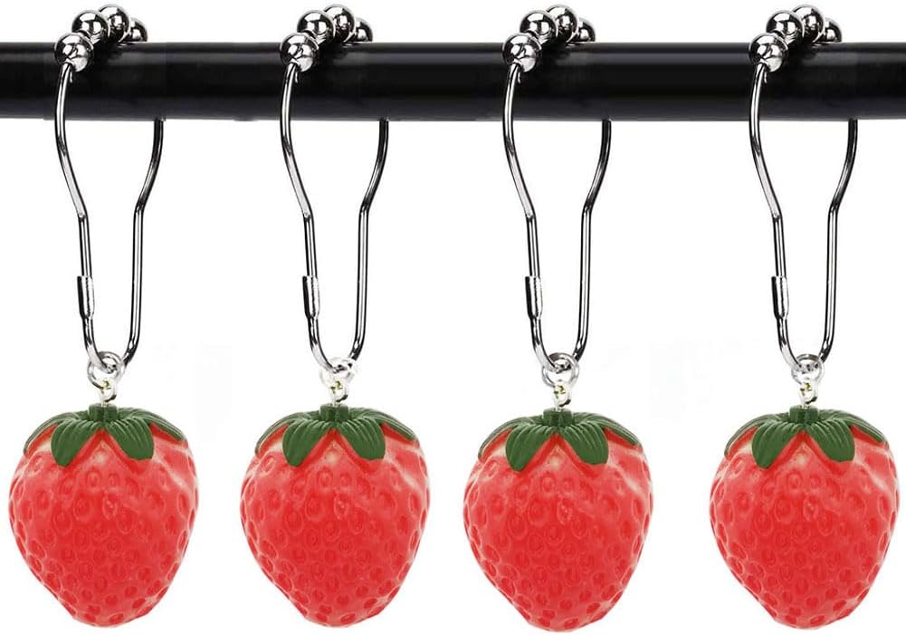 Amazon.com: Kinwot Strawberry Shower Curtain Hooks Rings, Rust Proof ...