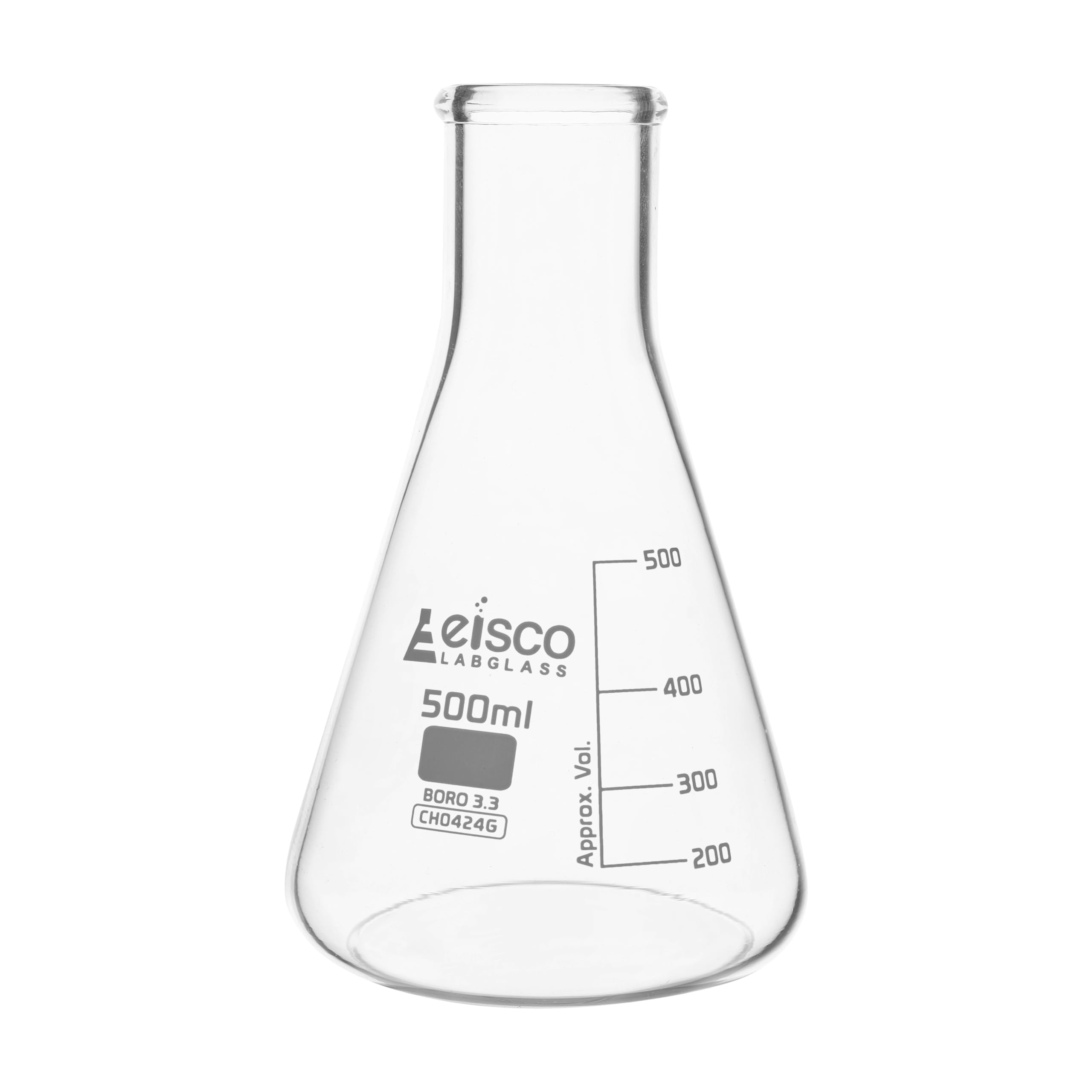EISCO Erlenmeyer Flask, 500mL - Borosilicate Glass - Narrow Neck Flasks ...