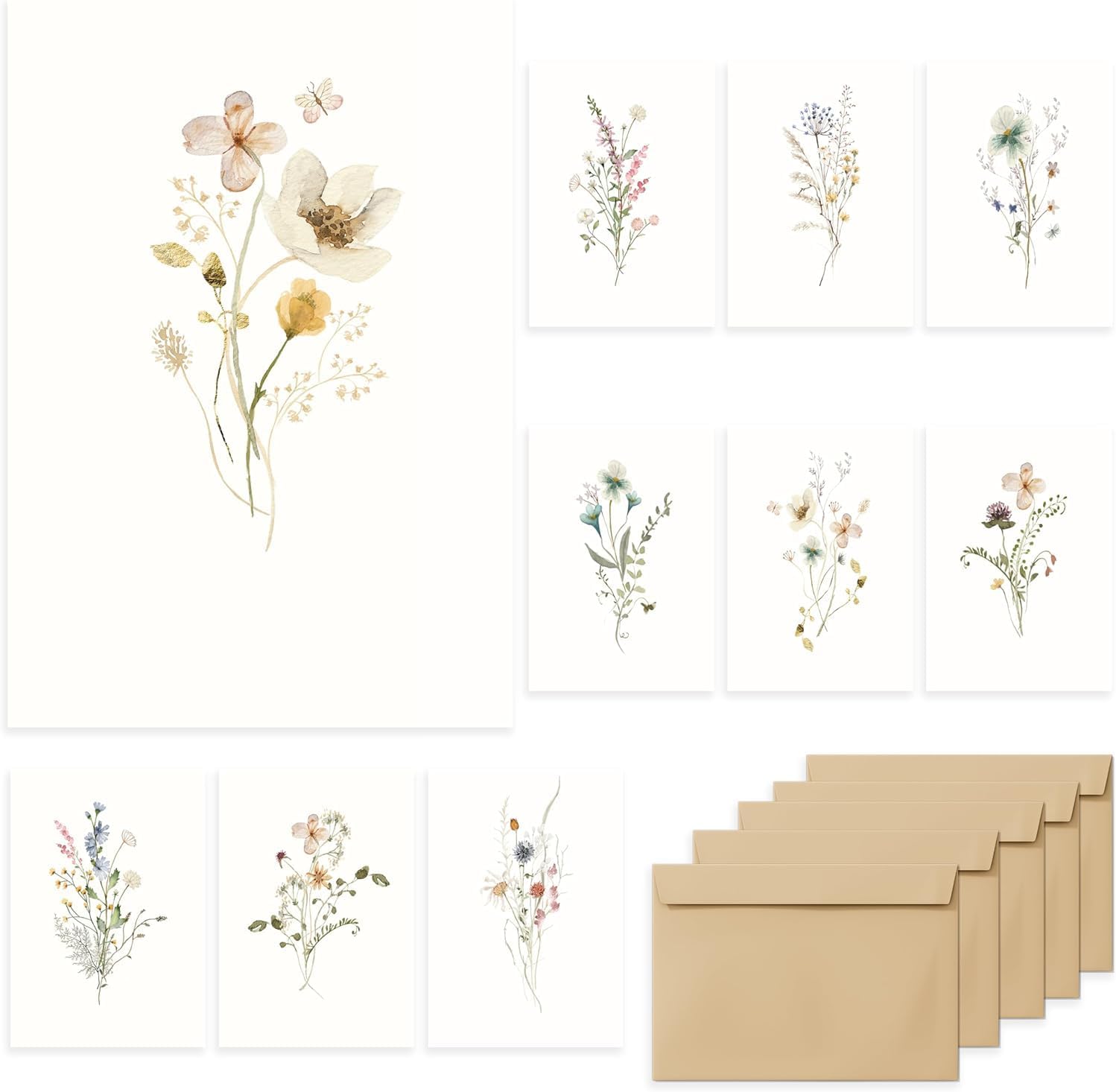 A6 Blank Cards,Blank Greeting Cards 4x6-10 A6 Floral Design Blank ...