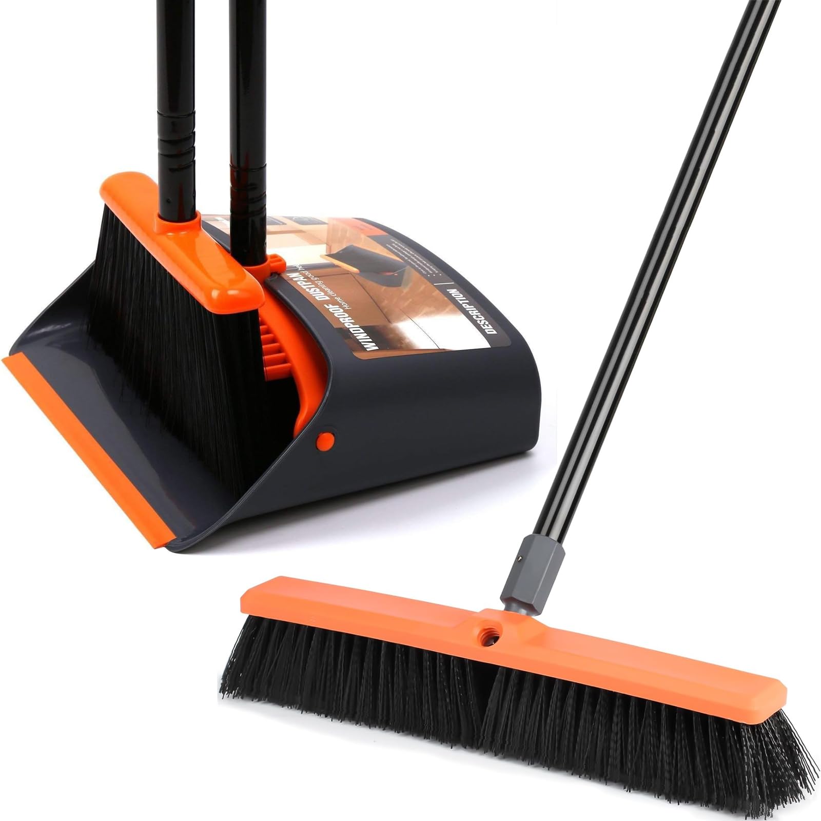 Amazon.com: Broom with Dustpan Combo Set and Heavy Duty Broom for ...