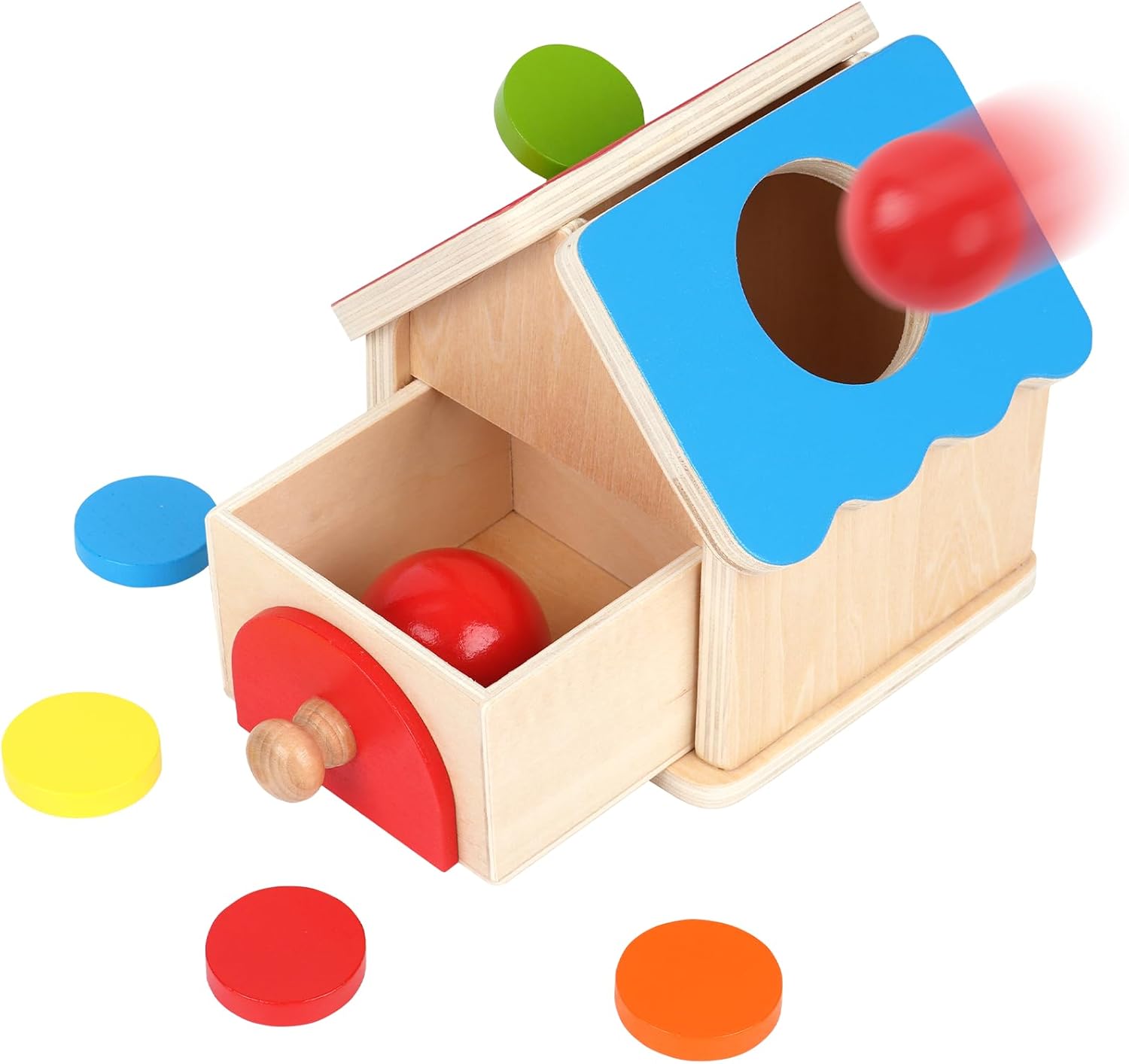 YULEYU Montessori Object Permanence Coin Box, Ball Drop Toys, Baby ...