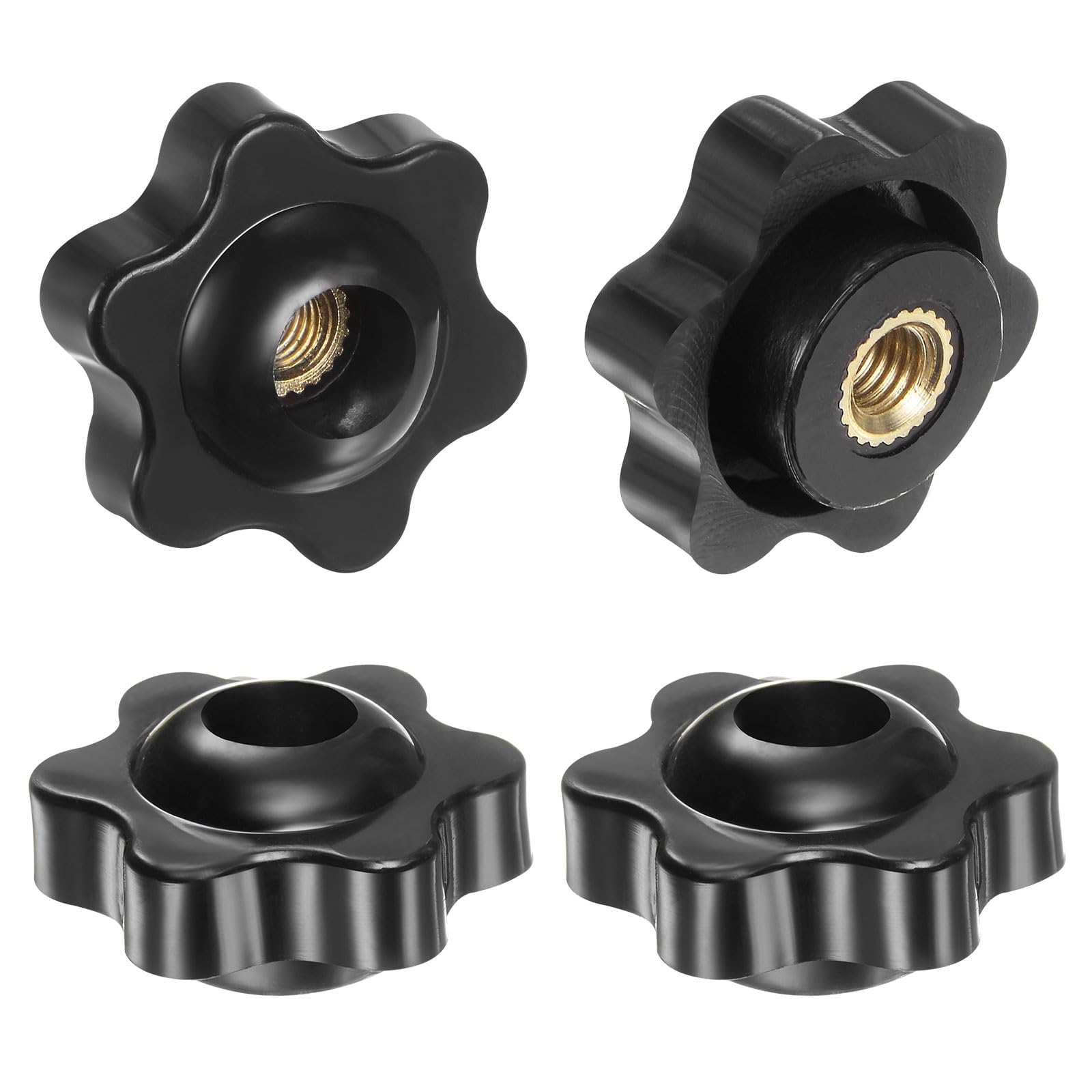 sourcing map 4pcs Star Knobs M5 Female Thread 25mm Head Plastic Through ...