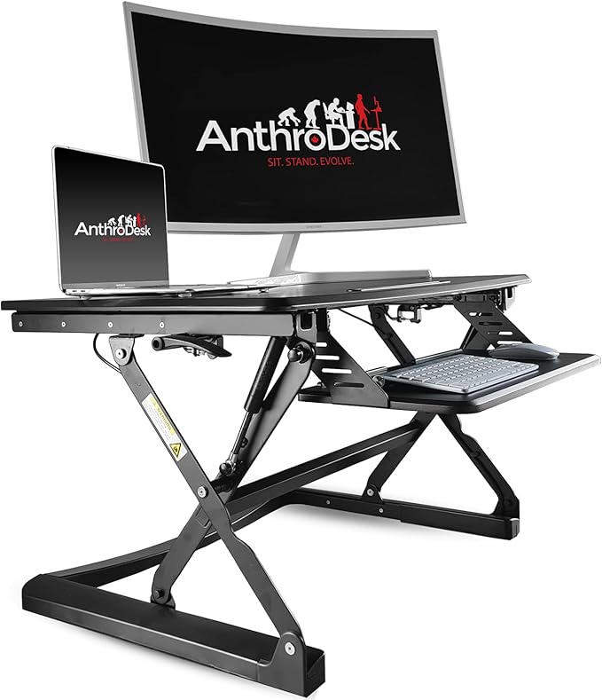 Amazon.com: AnthroDesk 35" Standing Desk Riser (Deluxe Dual Gas Spring ...