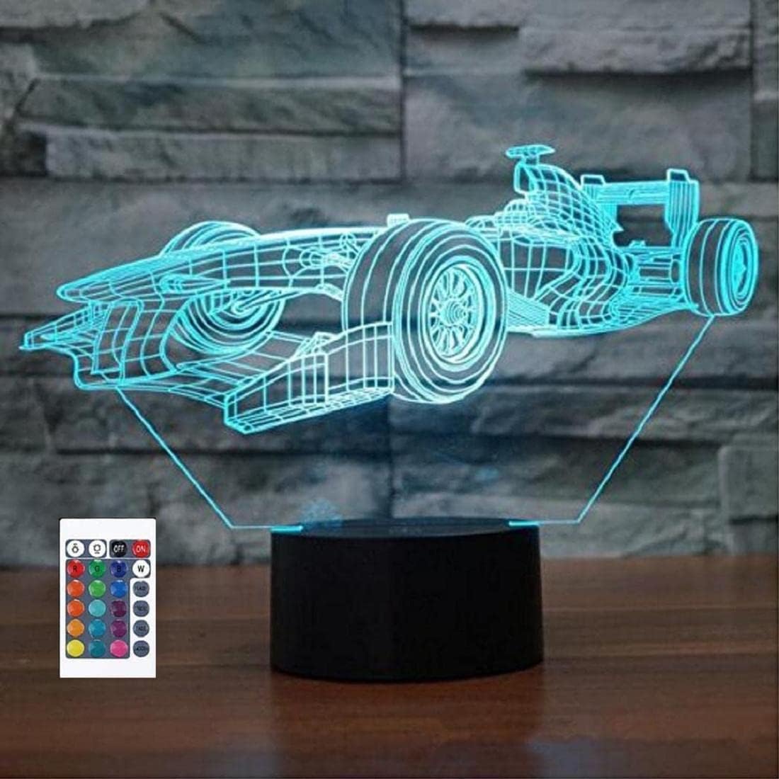 SUPERIORVZND Racing Car Shapes 3D Night Light Remote Control Power ...