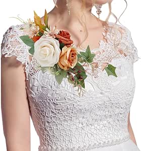 Amazon.com: Shoulder Corsages Wedding Flowers White, Bride Corsage ...