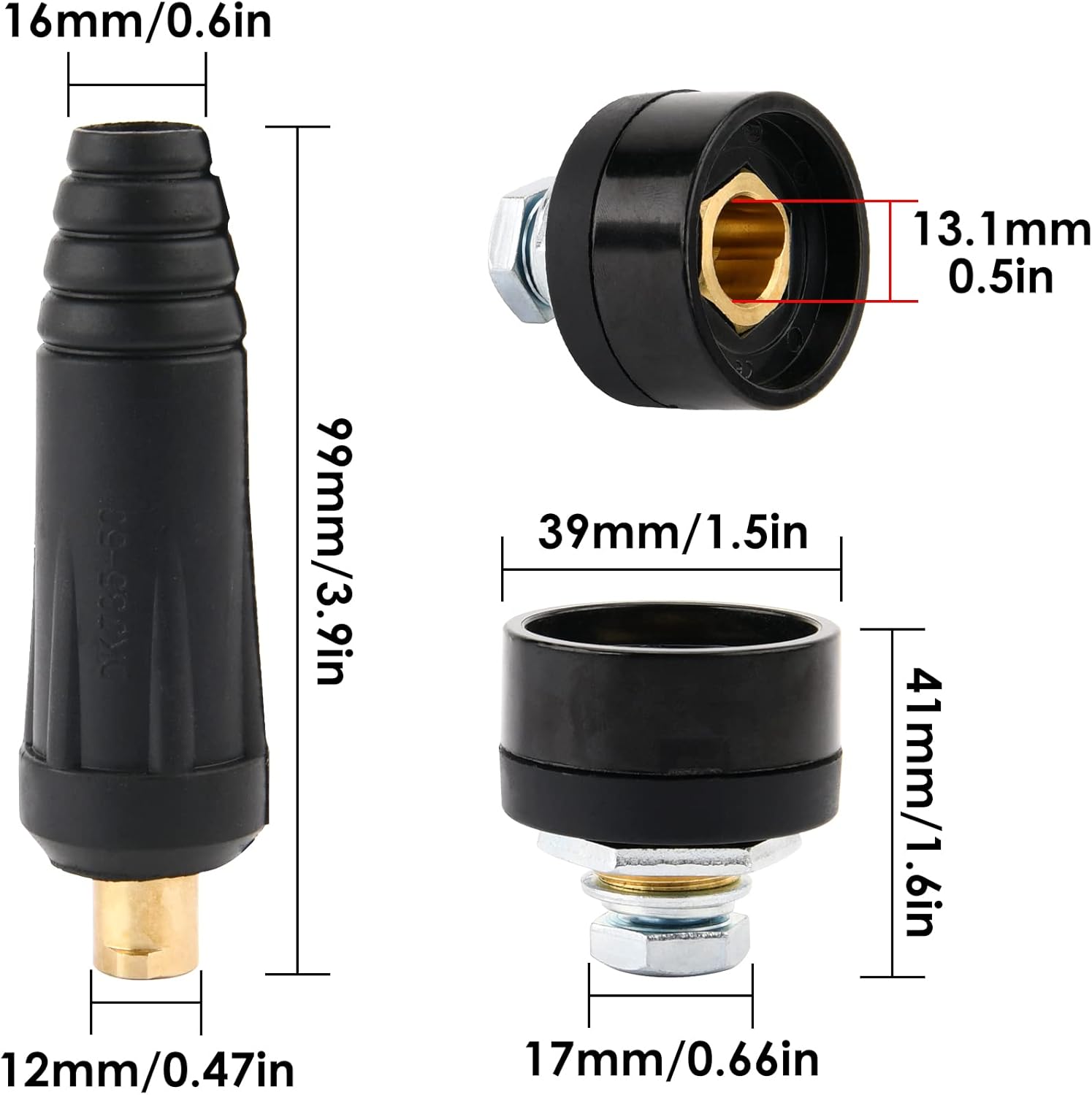 Buy Luckyweld Welding Cable Connector, 2 Set DKJ35-50 Welding Cable ...