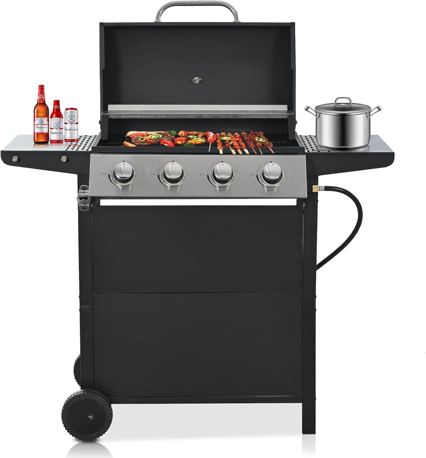 Amazon.com: ARCLIS 4 Burner BBQ Gas Grill, Propane Grill with Side Shelves and Wheel Casters ...