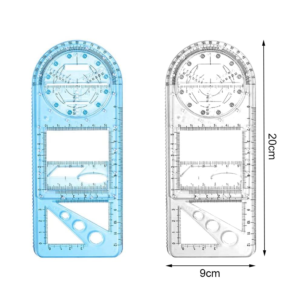 2 Pcs Multi-function Drawing Rulers Geometric Rulers Geometric Drawing ...