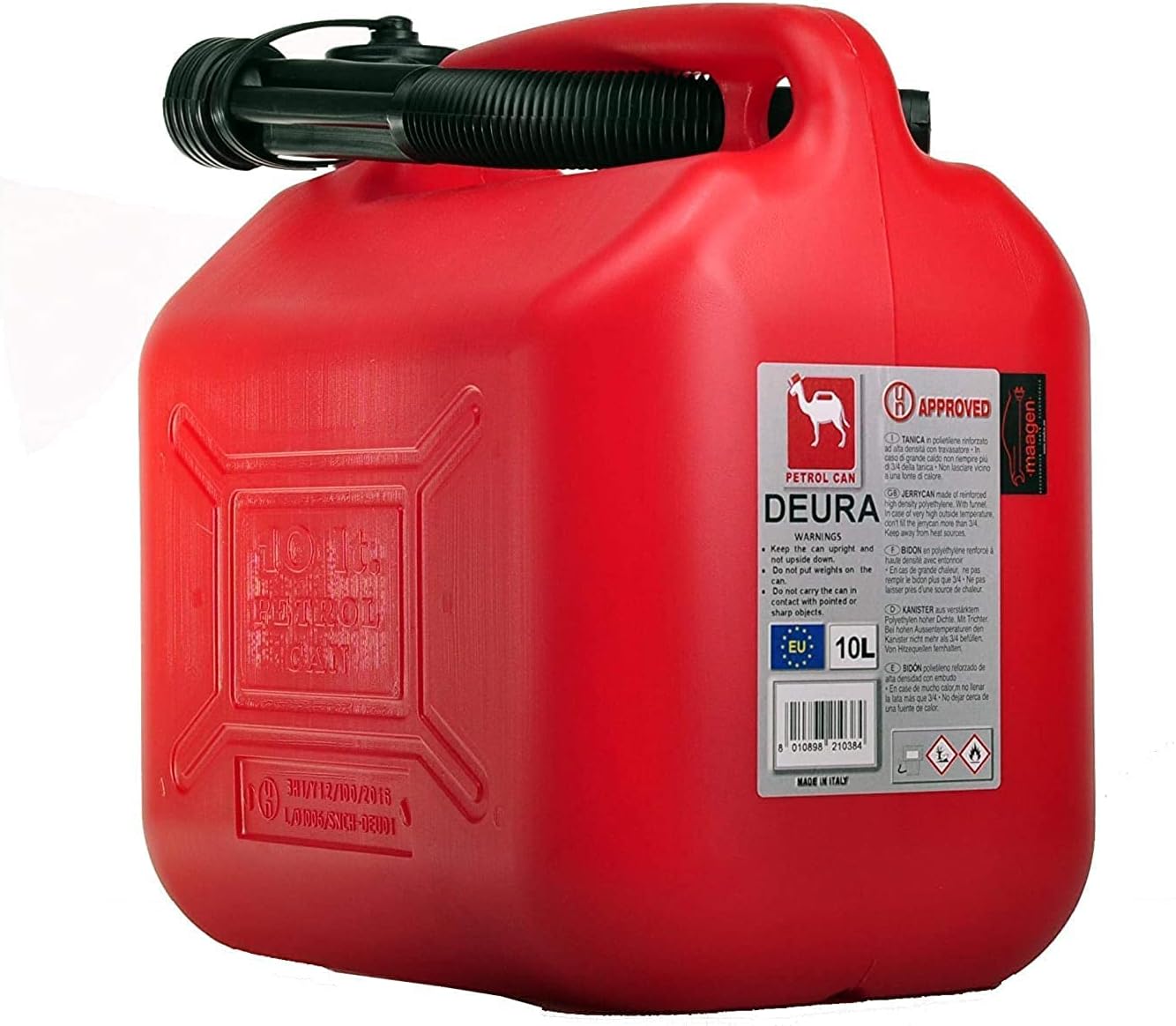 Deura Plastic Fuel Jerry Can, 10 Liter Capacity, Red Color : Amazon.ae ...