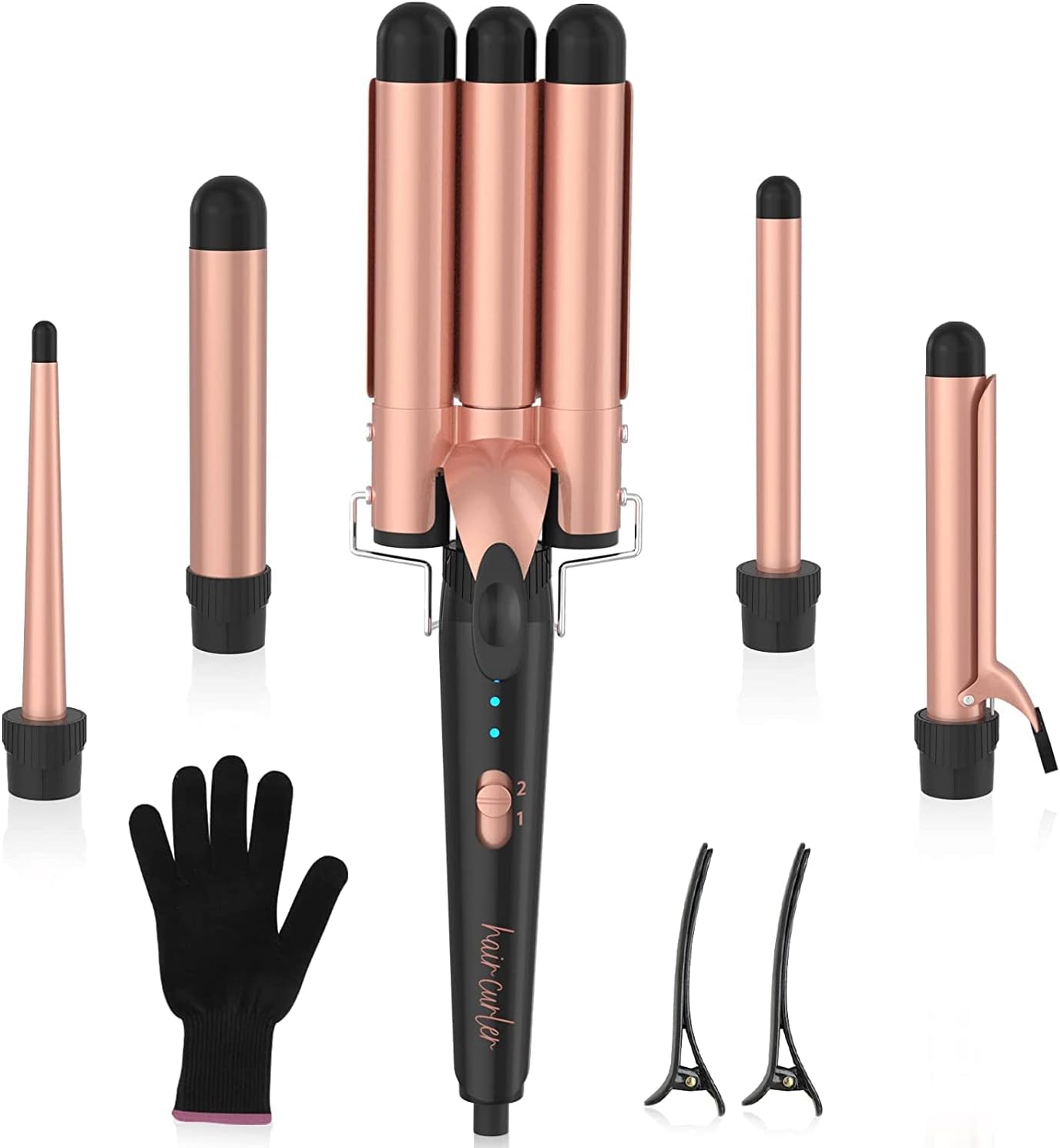 Amazon.com: Curling Iron Set, Professional 5 in 1 Curling Wand with 3 ...